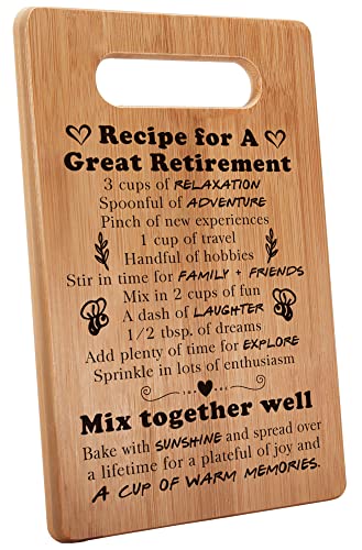 MY-ALVVAYS Retirement Gifts for Women Men, Going Away Gifts, Retired Gifts, Recipe Cutting Board Gift, 7"x11", Double-Sided Use -059