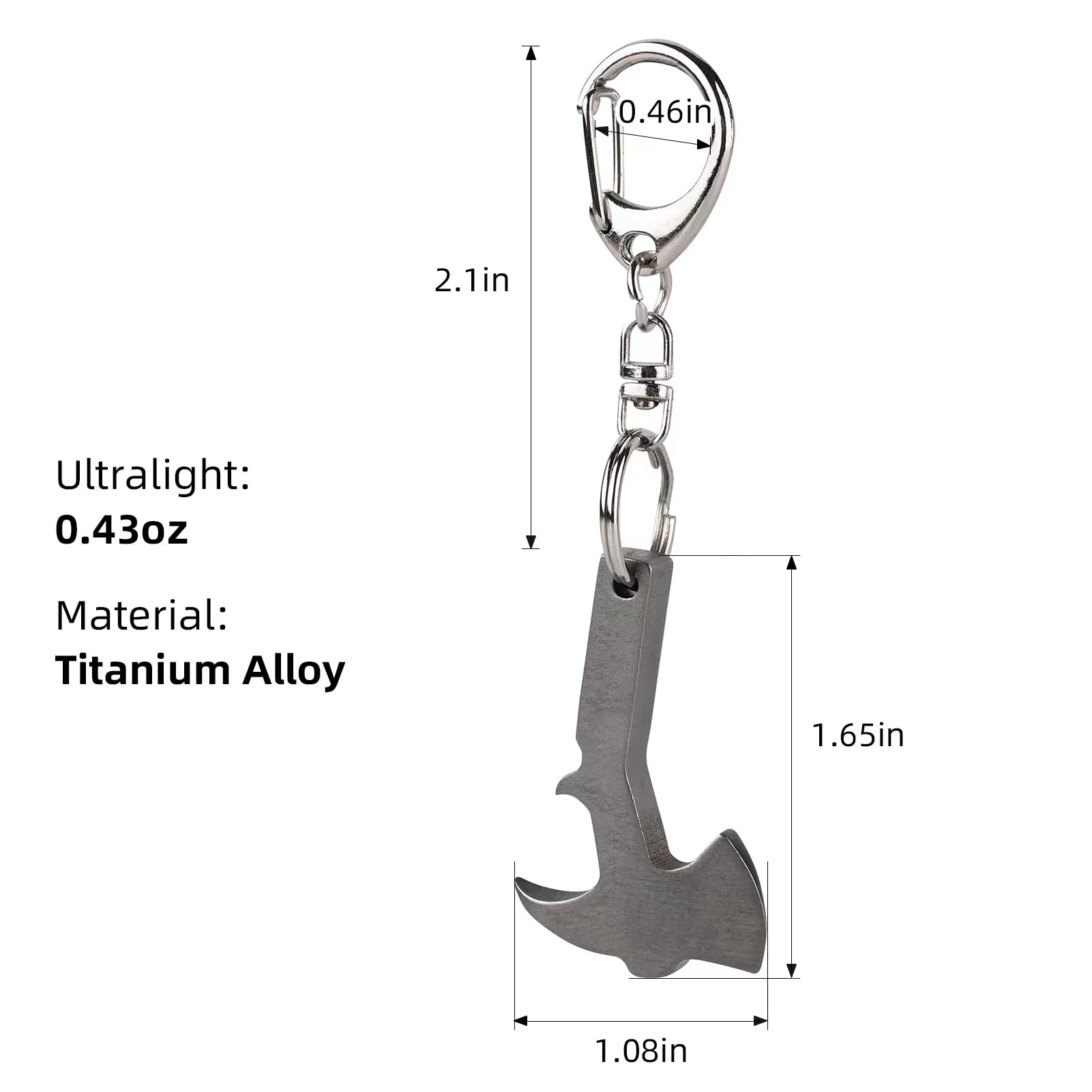 NBGDY Titanium Bottle Opener Keychain,Ultra light only 0.32 oz, axe shaped beer bottle opener, with stainless steel key ring(KPQ-1020