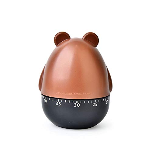 Lovely Cartoon Bear Mechanical Timers 60 Minutes Machinery Kitchen Gadget Cooking Timer Clock Loud Alarm Counters Manual Timer (Brown)