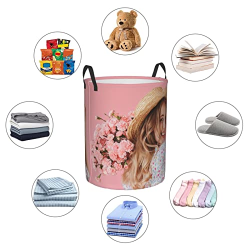 Personalized Hampers Custom Laundry Basket with Name, Customized Dirty Clothes Hamper with Photo/Text for Boys Girls Women Men, Collapsible Storage Basket with Handle for Bedroom, Small 16.5" x 13.8"
