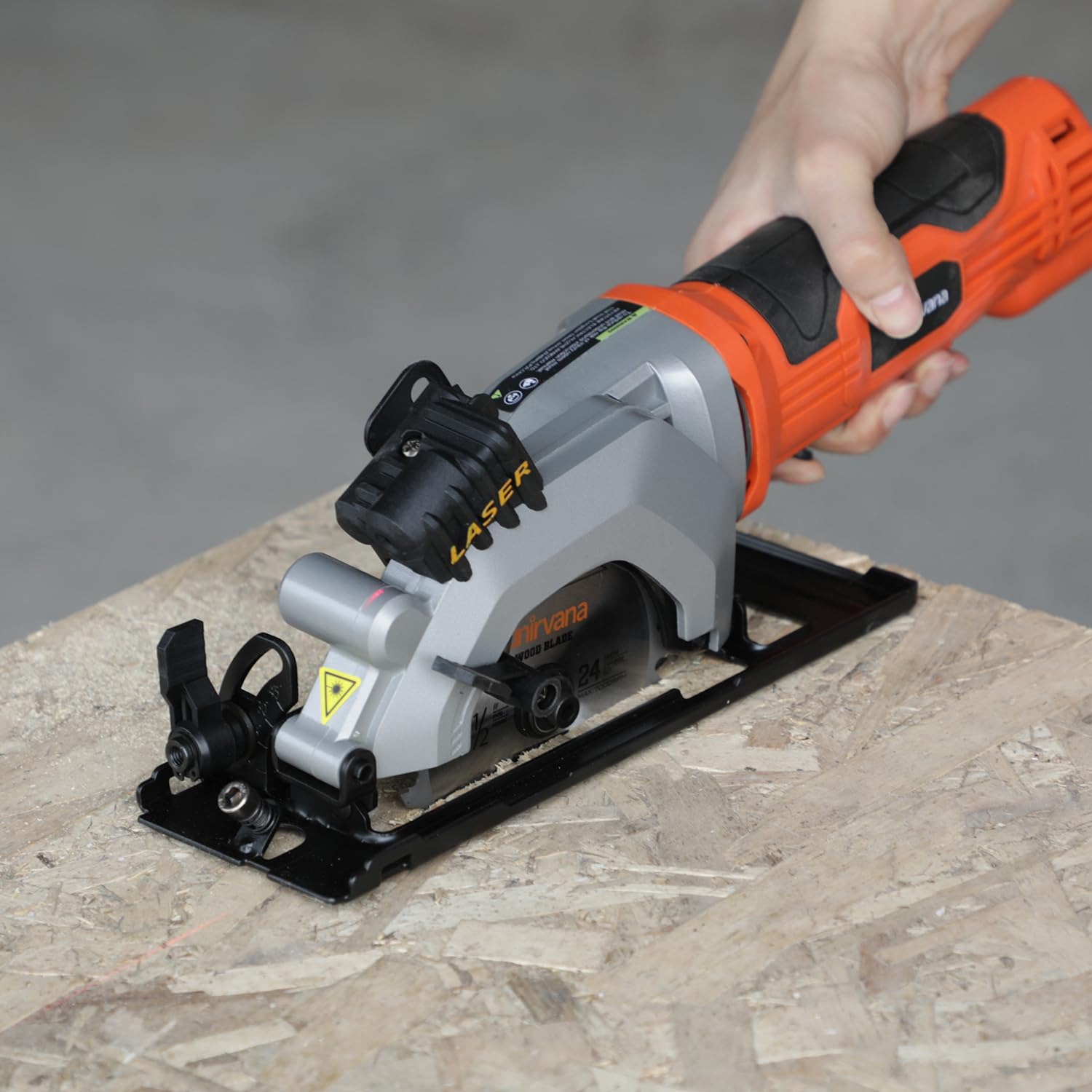 Yunirvana 4Amp 3500RPM Mini Circular Saw with Laser Guide, Vacuum Adapter, Blade Wrench and Rip Guide, Max. Cutting Depth1-5/8"(90°), 1-1/10"(45°)Compact Saw with 2 pcs 4-1/2" 24T TCT Blades