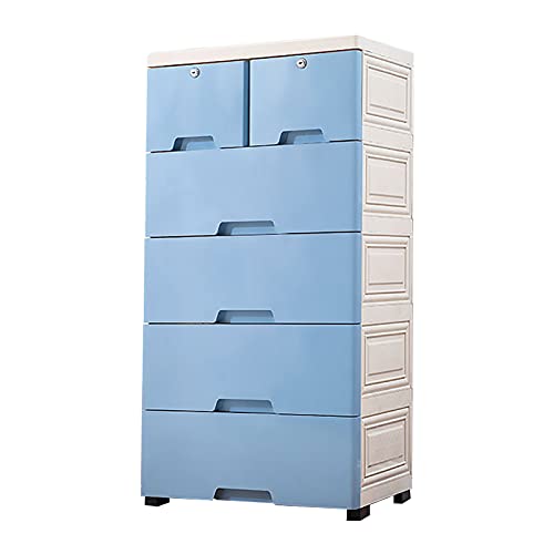WDZCZDoo Plastic Drawers Dresser, Storage Cabinet with 6 Drawers, Closet Drawers Tall Dresser Organizer, Vertical Clothes Storage Tower for Clothes, Toys, Playroom, Bedroom Furniture (Blue)