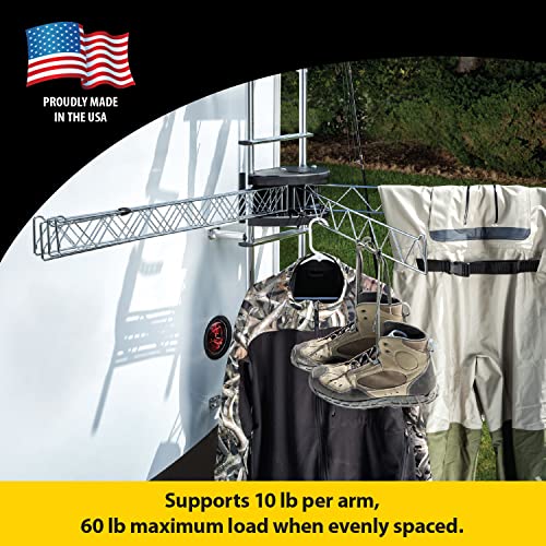 Stromberg Carlson Extend-A-Line 35" Long Versatile Swing Arm Drying Rack and Clothes Hanger with Swinging Towel Bar and Folding Clothes Hanger for RVs, Motorhomes, Campers & Home