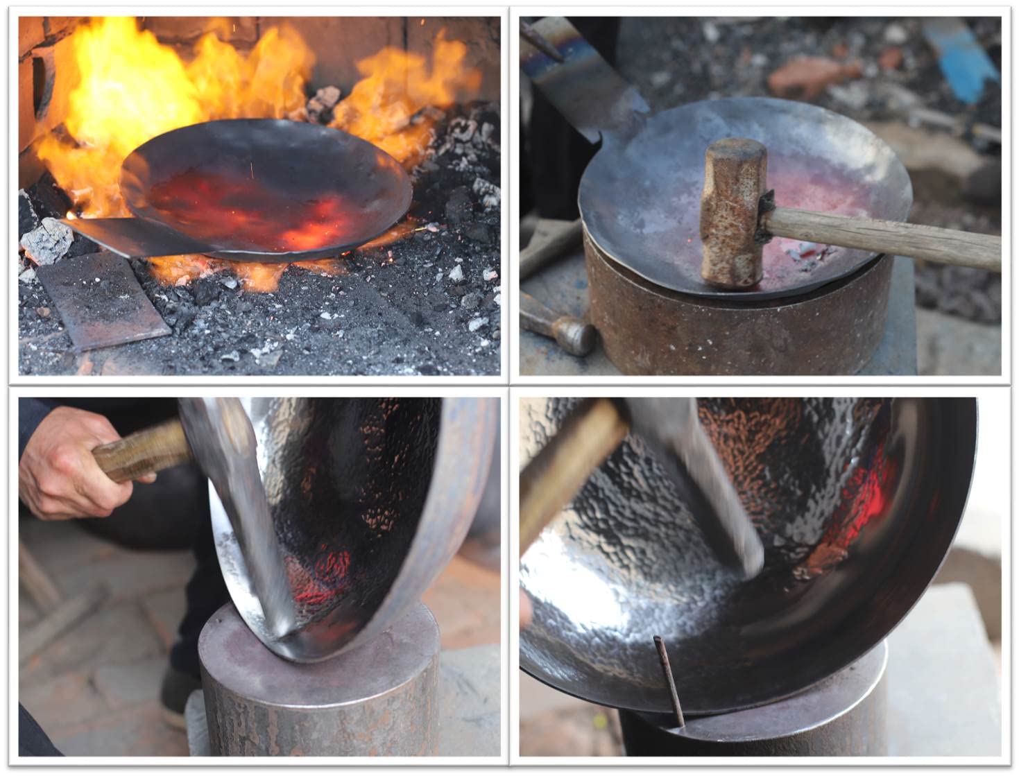 Mecete Wok Pan Nonstick Chinese Hand Hammered Woks and Stir Fry Pans Non-stick Carbon Steel Wok Utensils No Coating(13.3 Inch, Round Bottom) 1.8 mm thickness