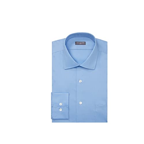 Van Heusen mens Regular Fit Flex Collar Stretch Solid Dress Shirt, Blue Frost, 17.5 Neck 34 -35 Sleeve US