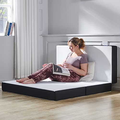 S SECRETLAND Folding Mattress, 4 inch Tri-fold Memory Foam Mattress Topper with Washable Cover, Foldable Mattress Topper for Camping, Guest β Twin Size, 75" x 38" x 4"