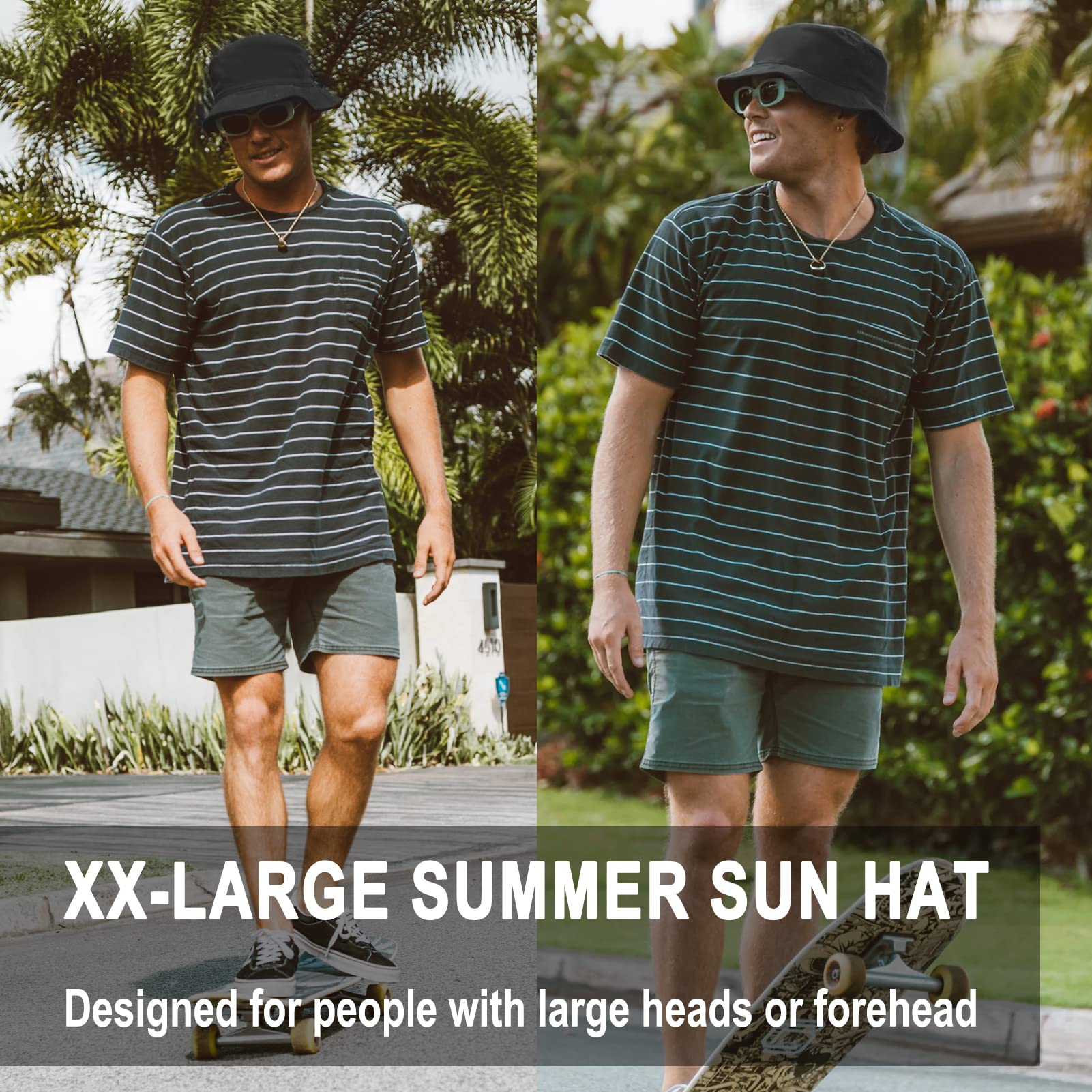 Oversize XXL Cotton Bucket Hat, Unisex Reversible Trendy Fisherman Hats, Double Side Wear Fishing Hat Summer Sun Hat
