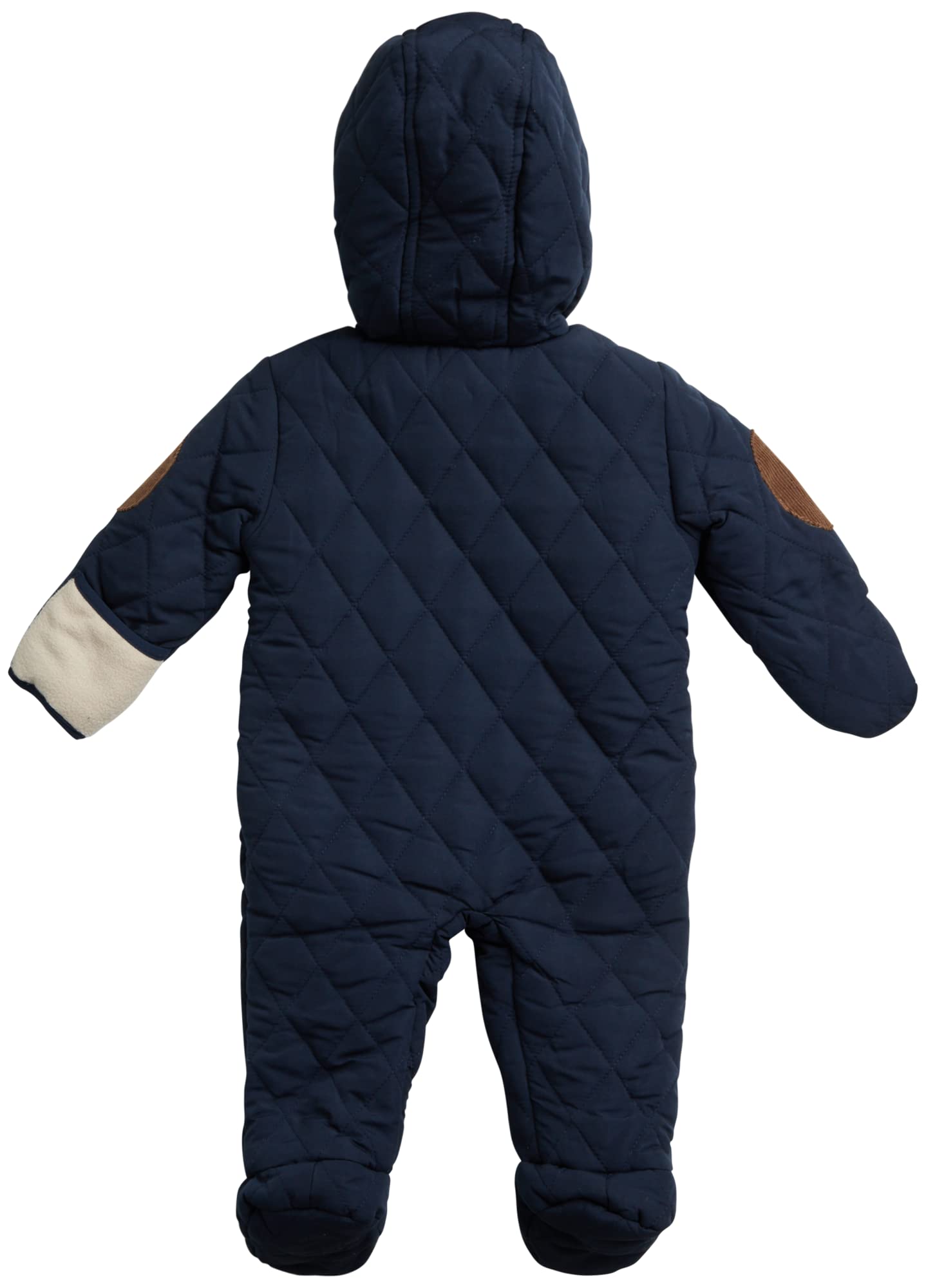 Perry Ellis Baby Boys' Pram Jumpsuit - Quilted Fleece Lined Coveralls (Newborn, 0-9M), Size 3-6 Months, Navy Blue