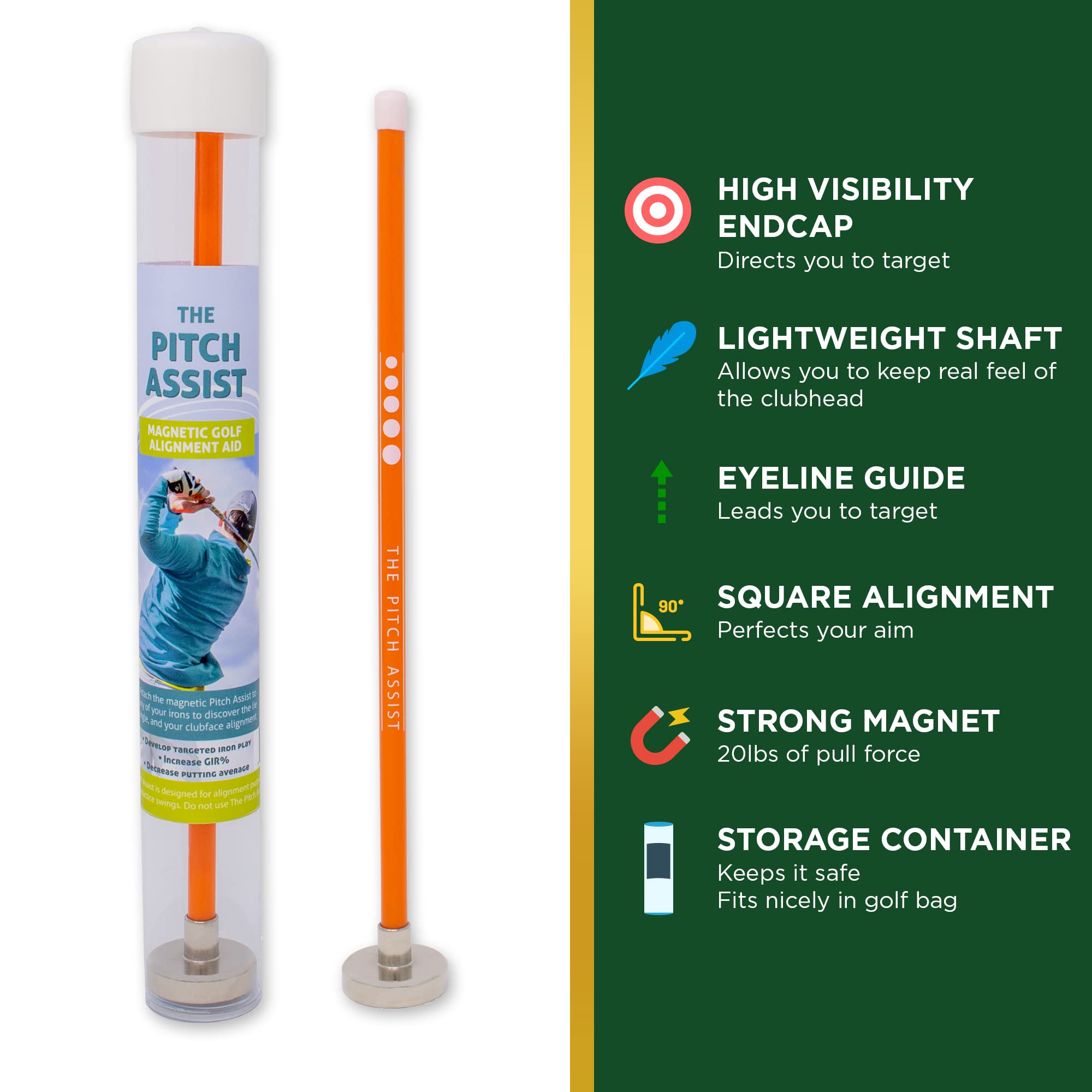 Golf Alignment Rods: Magnetic Club Alignment Stick Demonstrates Correct Golf Swing Aim, Golf Training Aid Magnet Lie Angle Tool Training Aids Visualize and Align Your Golf Shot, Orange