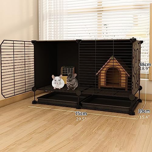 Small Animal Cage, Rabbit Cage Small Cage Chinchilla Cage Metal Pet Cage with Removable Tray, Ferret Cage, Chinchilla Cage Grid Spacing1.5cm/0.6" for Small Pets, Guinea Pigs, Bunny,Chinchilla (Color