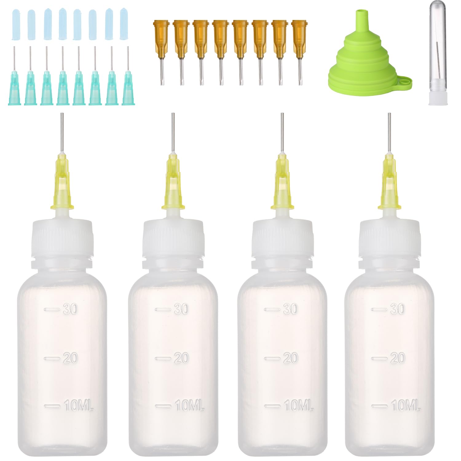 Vbeker 30ml Needle Tip Squeeze Bottle, Applicator bottle, Precision tip applicator bottle with a Funnel for Small Gluing Projects,4Pcak