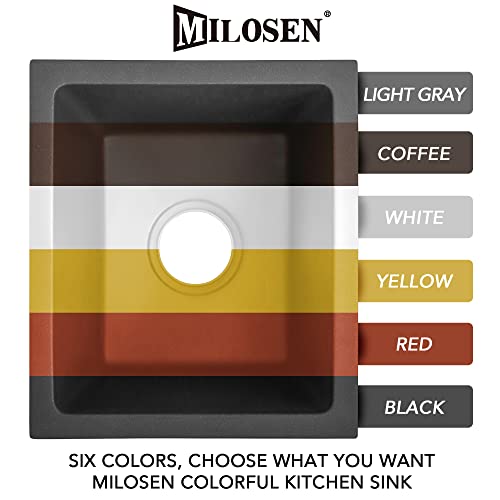 MILOSEN White Bar Sink,RV Kitchen Sink, Small Bar Sink 13 * 15 Inch, Undermount Bar sink, Wet Bar Prep Sink Single Bowl