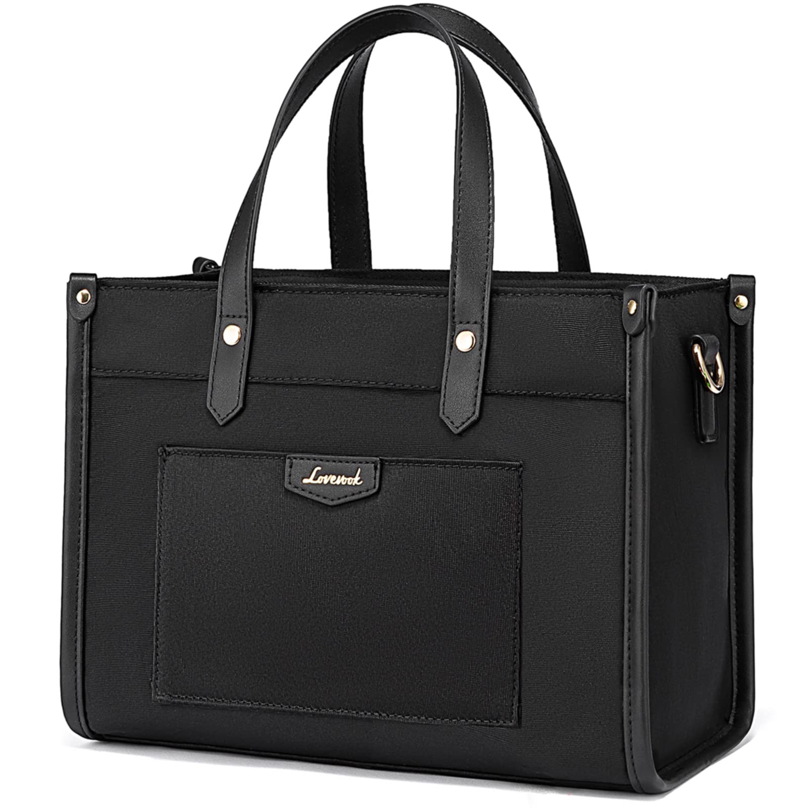 LOVEVOOK Lunch Bag Women Work,Lightweight Insulated Lunch Box for office-lady College Picnic Beach,Fashionable to Match,Black,S