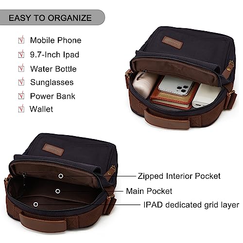Small Canvas Messenger Bag for Men,Vintage Causal Shoulder Bag Lightweight Crossbody Purse ideal Work Travel Business,Blue-black