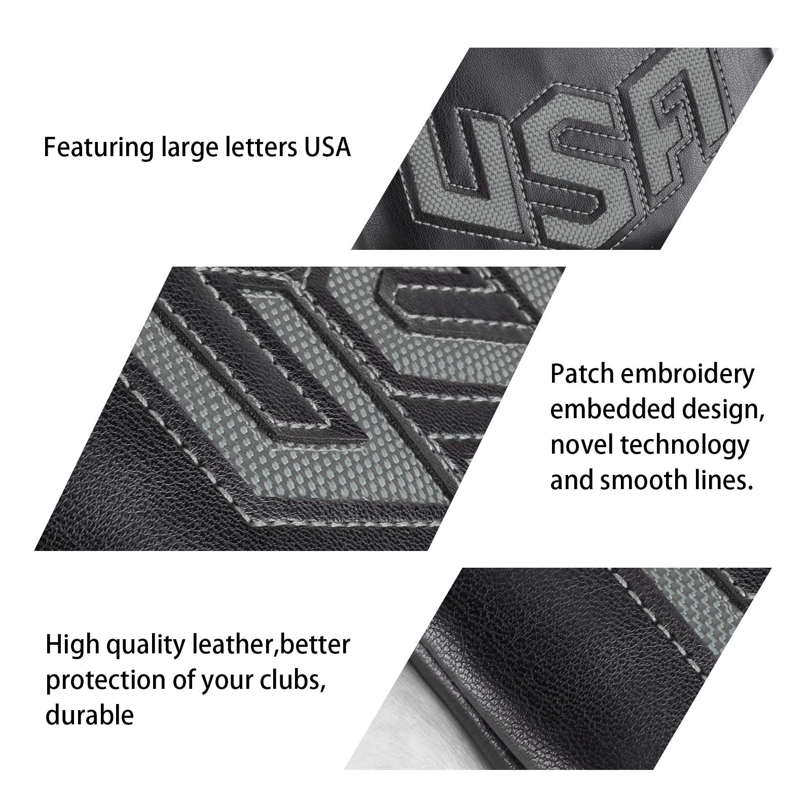 Golf Head Covers Mallet Square/Half Mallet Putter Golf Club Protector USA Pattern Fit for RH (Heel Shaft-Red)