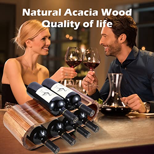Suhnerbell Wooden 8-Bottle Wine Racks Countertop, Premium Acacia Wine Bottle Holder,countertop Wine Rack Inserts for Cabinet,Display for Home Décor and Wine Gifts, No Need Assembly