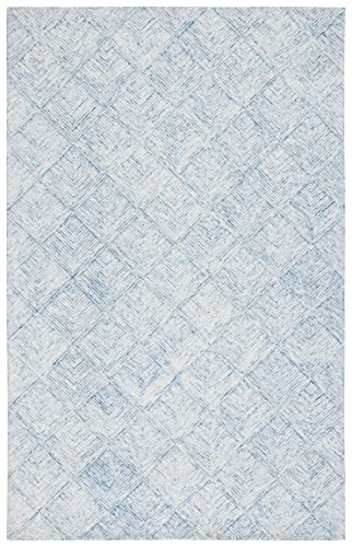 Safavieh Abstract Collection Accent Rug - 3' x 5', Blue & Ivory, Handmade Wool, Ideal for High Traffic Areas in Entryway, Living Room, Bedroom (ABT428M)