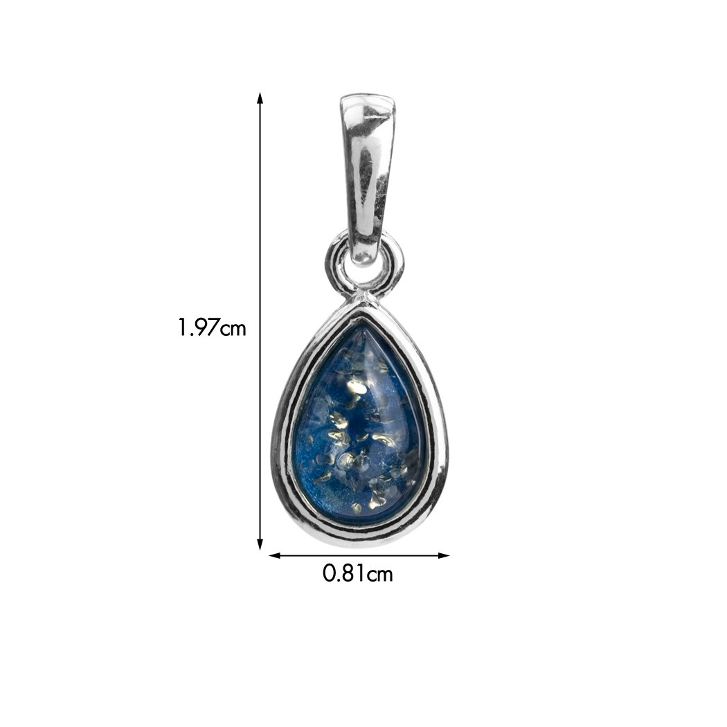 Ian and Valeri Co. Blue Amber Sterling Silver Small Drop Pendant Charm