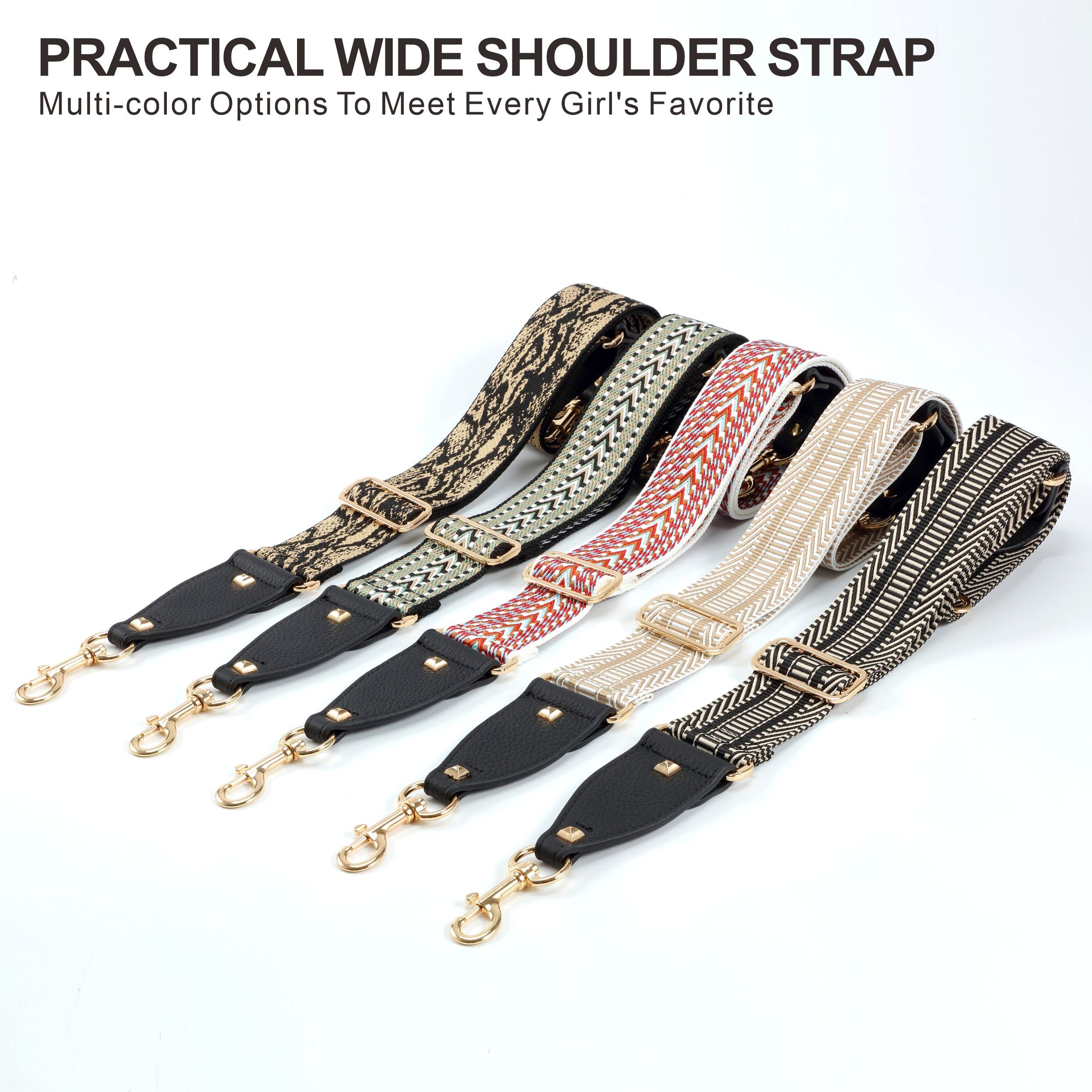 Nefelibata Purse Strap, 2" Wide Full Grain Cowhide End Shoulder Strap Adjustable Replacement,Multi-pattern Crossbody Bag Straps for Handbag,Crossbody Bags(Snake print)