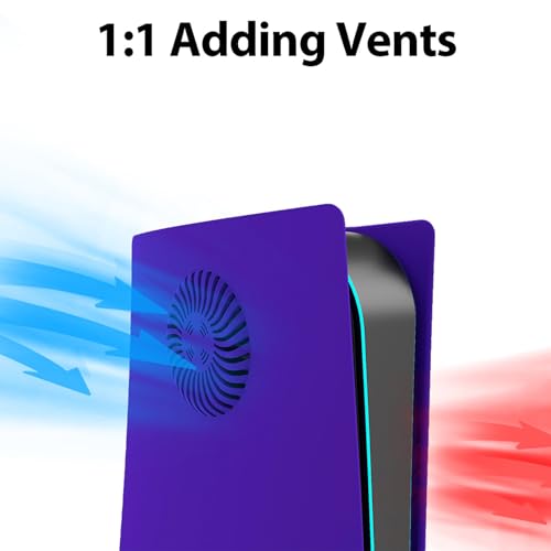 New for PS5 Extra Cover Plates Faceplate with Cooling Window Galaxy Purple Replacement, Compatible with for PlayStation 5 Disc Edition Console, Custom Face Plate Shell Covers + Dust Mesh Set