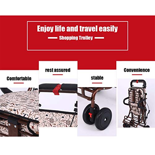 Rollator Walker Seniors and Adults Rolling Walker Foldable Mobility Walking Aid,Four-with Seat Walking Frame for The Elderly Shopping Pedal