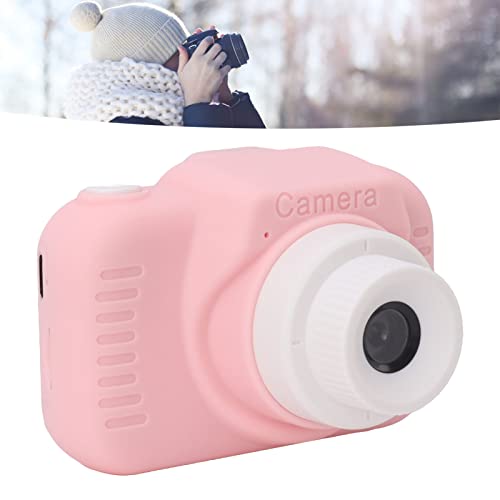 Jopwkuin Selfie Camera Toy, Portable Front Rear Lens Kids Digital Camera USB Rechargeable with 32G Card for Outdoor (Pink)