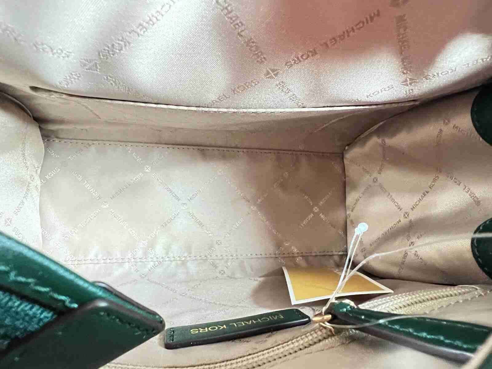 Michael Kors Hamilton Kay Lock Leather Small Satchel Crossbody Jewel Green