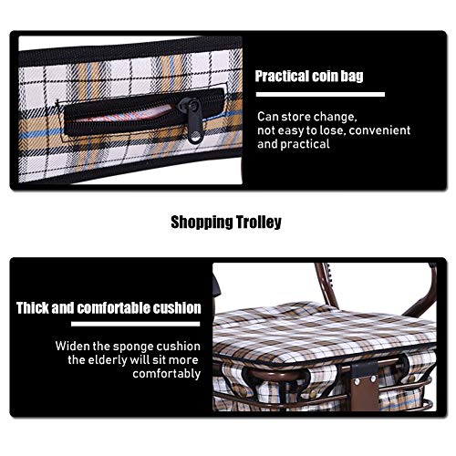 Rollators Walkers Lightweight Iron Pipe Folding Four Wheel Rollator Walker Height Adjustable with Padded Seat Carry Basket and Locakble Brakes Bearing Weight: 100kg/220lbs