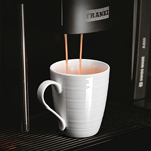 Vidalenta Coffee Mugs Set of 6, 12 oz Ceramic Coffee Cups White Coffee Mugs Latte Mugs, Tea Cups Drinking Cups for Cocoa or Hot Chocolate, Microwave & Dishwasher Safe
