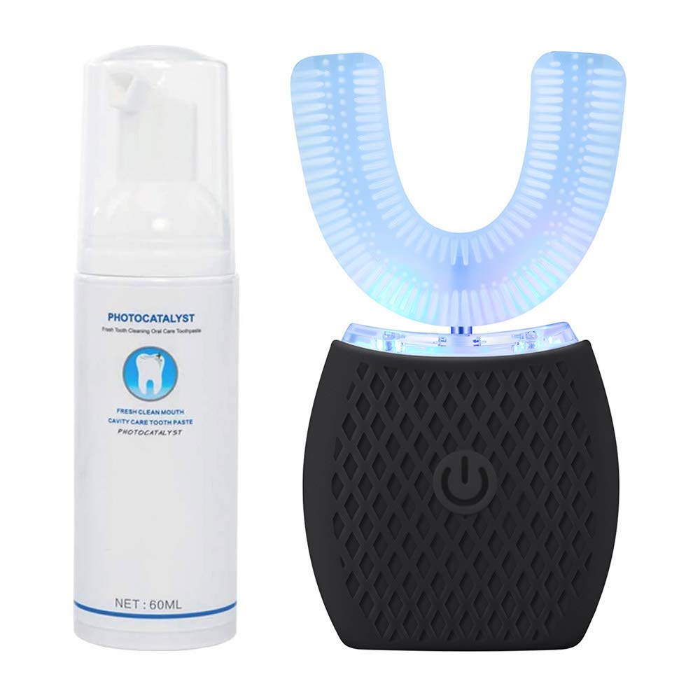Rolg Ultrasonic Automatic Toothbrush,Ultrasonic Electric Toothbrush and 30'' Automatic Timer, 360 Toothbrush Wireless Charging Toothbrush Washable Travel Home Dual-use, Black