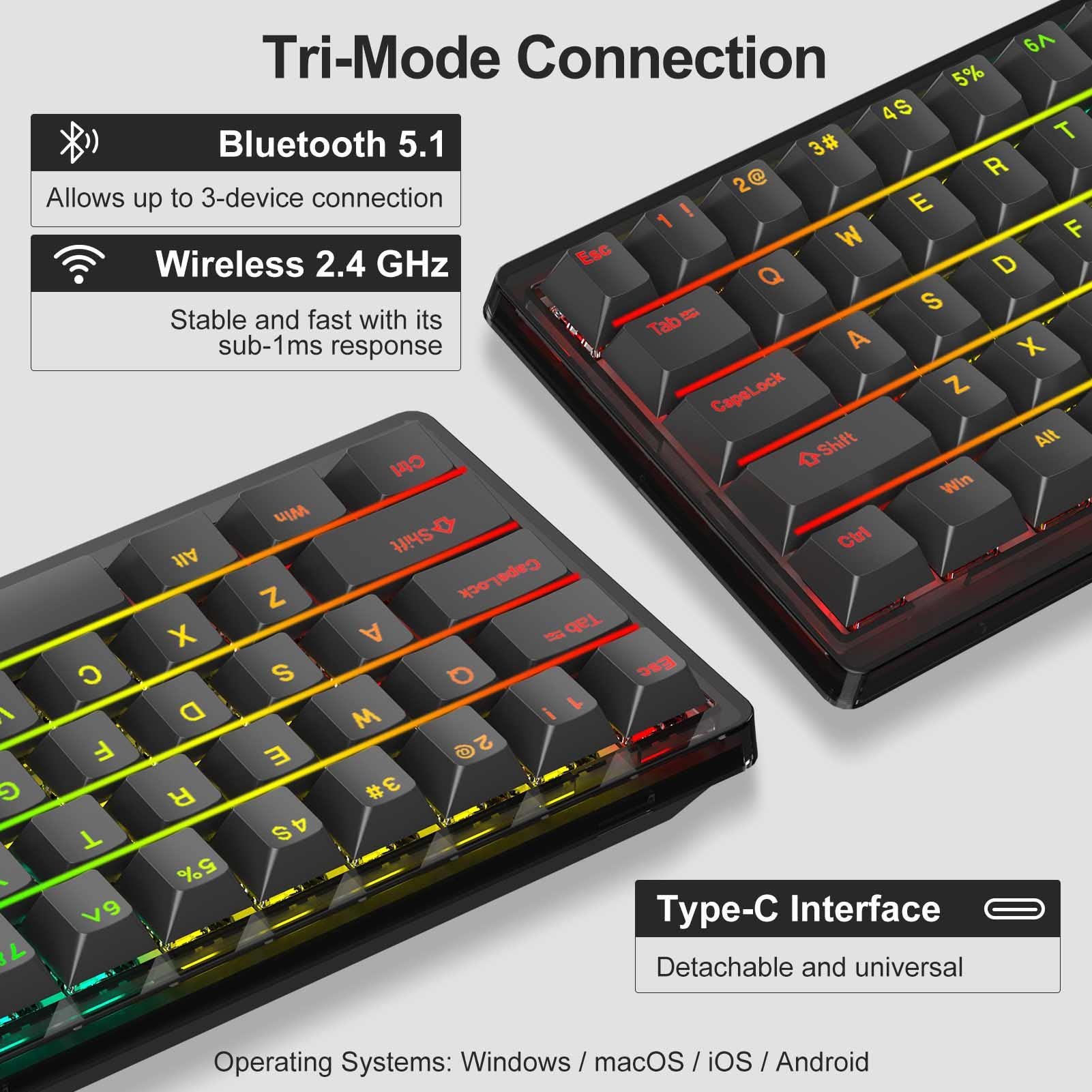 NPET K611 60% Mechanical Gaming Keyboard and K10 Gaming Keyboard