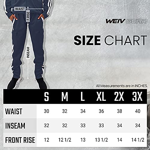 Weiv Gear Men’s Track Pants – Casual Two Stripe Cargo Pocket Ankle Zipper Sweatpants Joggers Active Athletic Workout TP500 BLKYEL M Black/Yellow