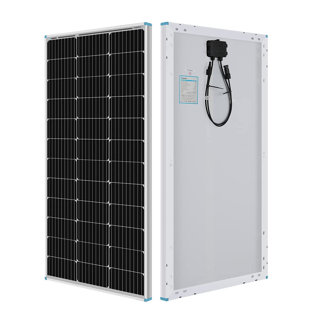 Renogy 100 Watt 12 Volt Monocrystalline Solar Panel, Compact Design 42.2 X 19.6 X 1.38 in & Adjustable Solar Panel Tilt Mount Brackets