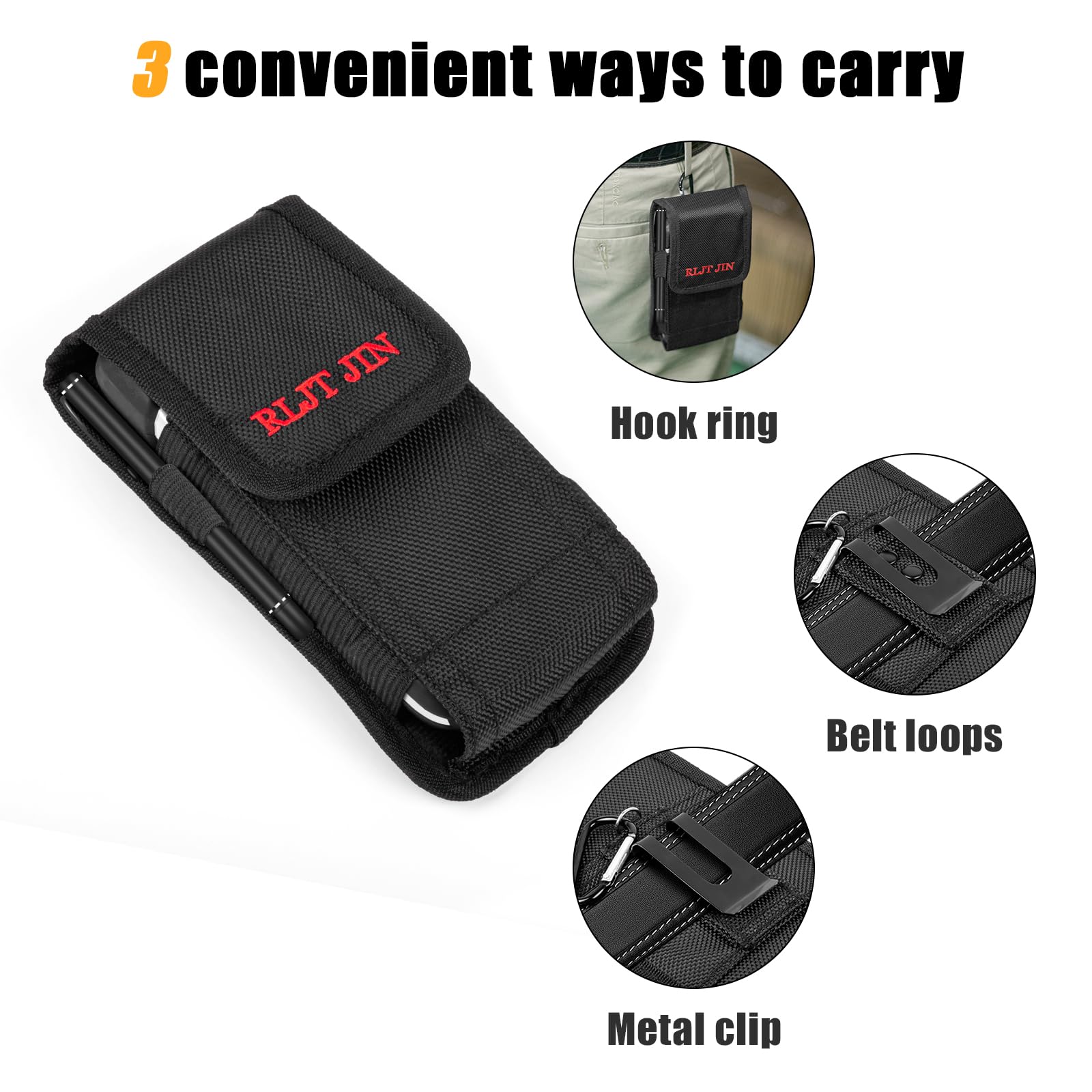 RLJT JIN TC77 Scanner Holster,Durable Carrying Case Pouch for Zebra TC70x,TC70,TC72,TC75,TC77,M60,MC67 Handheld Barcode Touch Mobile Computer,Metal Belt Clip,Pen Holder and with Belt Loop.