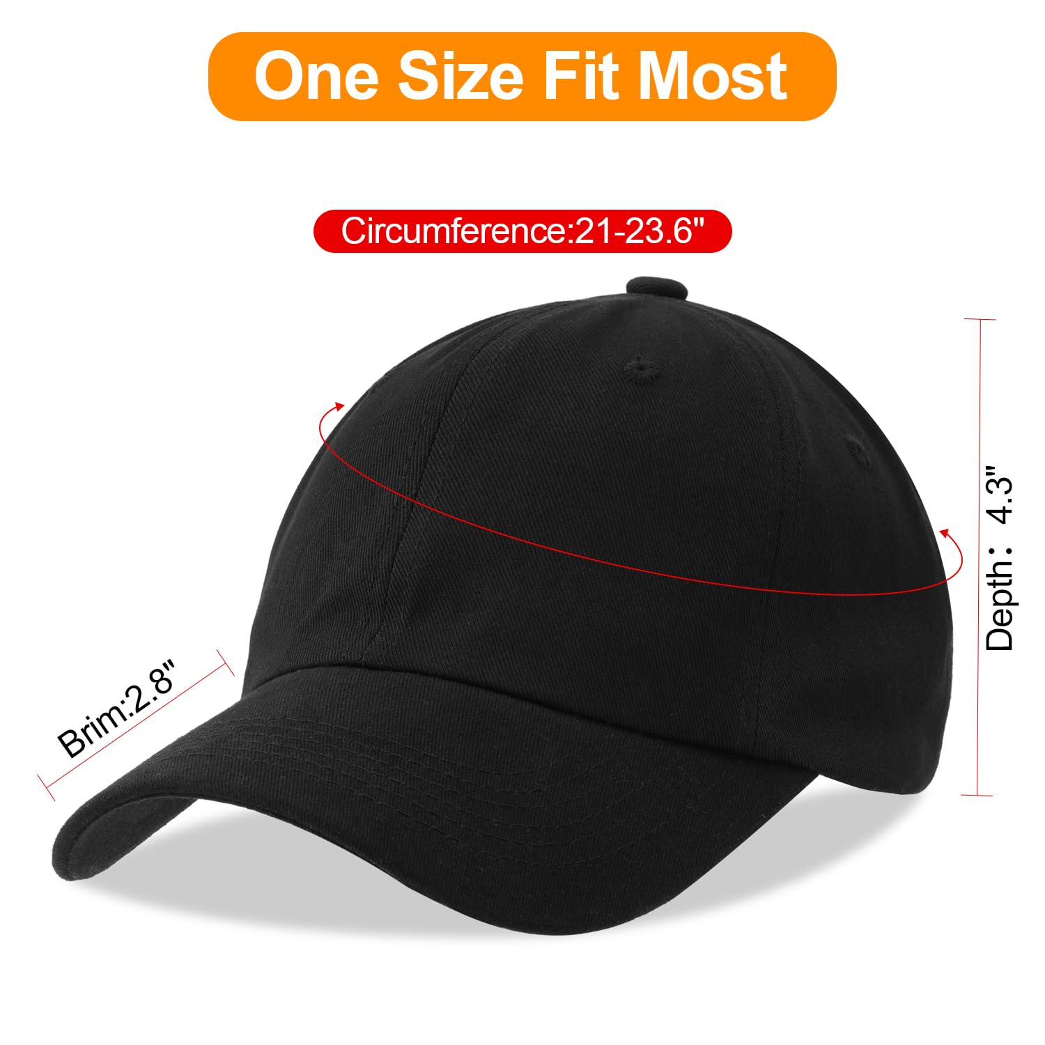 MEINICY 2 PCS Baseball Cap for Men Women Low Profile Golf Dad Hat Adjustable Cotton Cap Unisex Plain Solid Hat Unconstructed Black+Navy