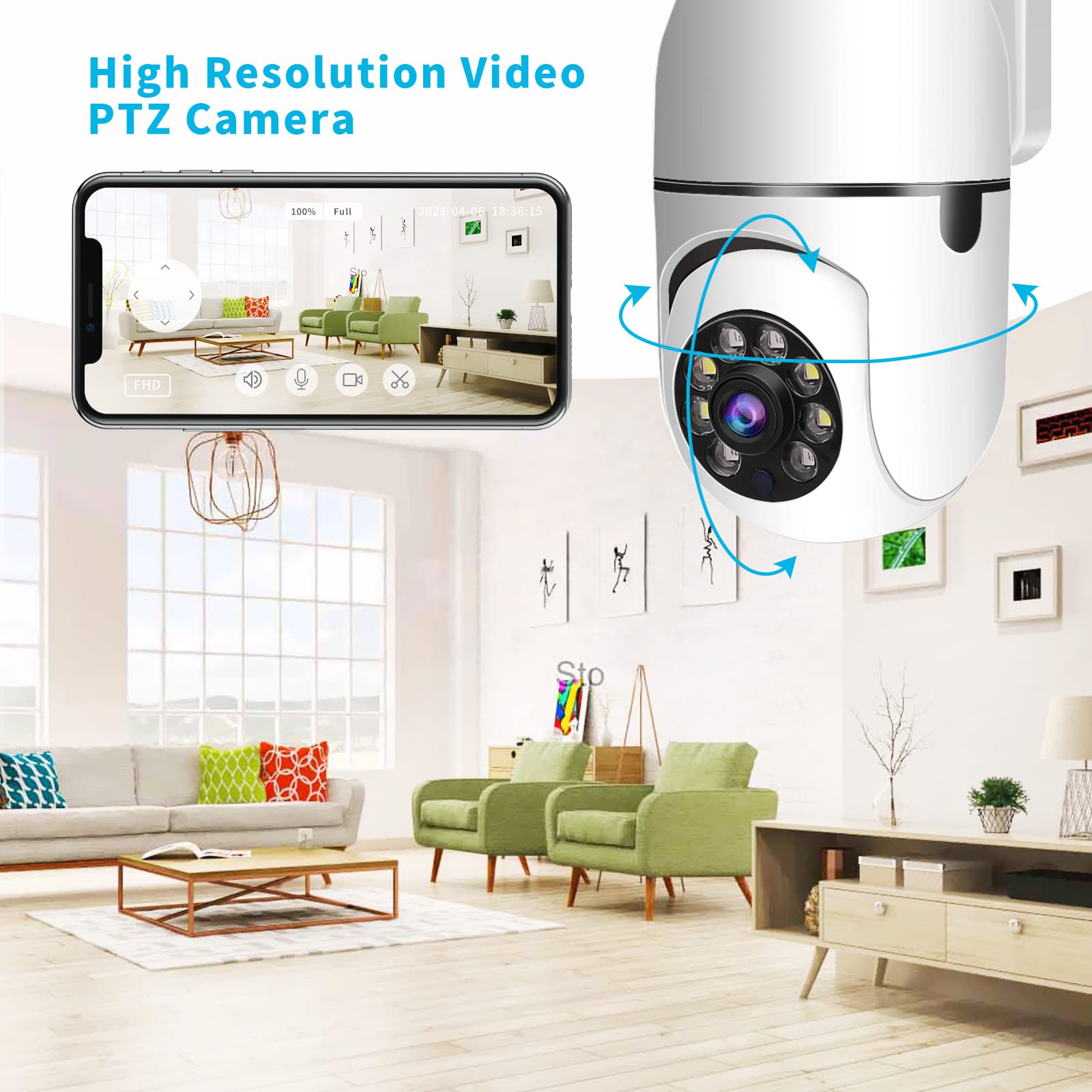 P Panoraxy Wireless Home Indoor Security Camera with Plug, 360° View 2.4G WiFi Baby Dog Camera, Motion Detection, Auto Tracking, Dual-Way Talk, HD 1080P Pan Tile Full Color Night Vision