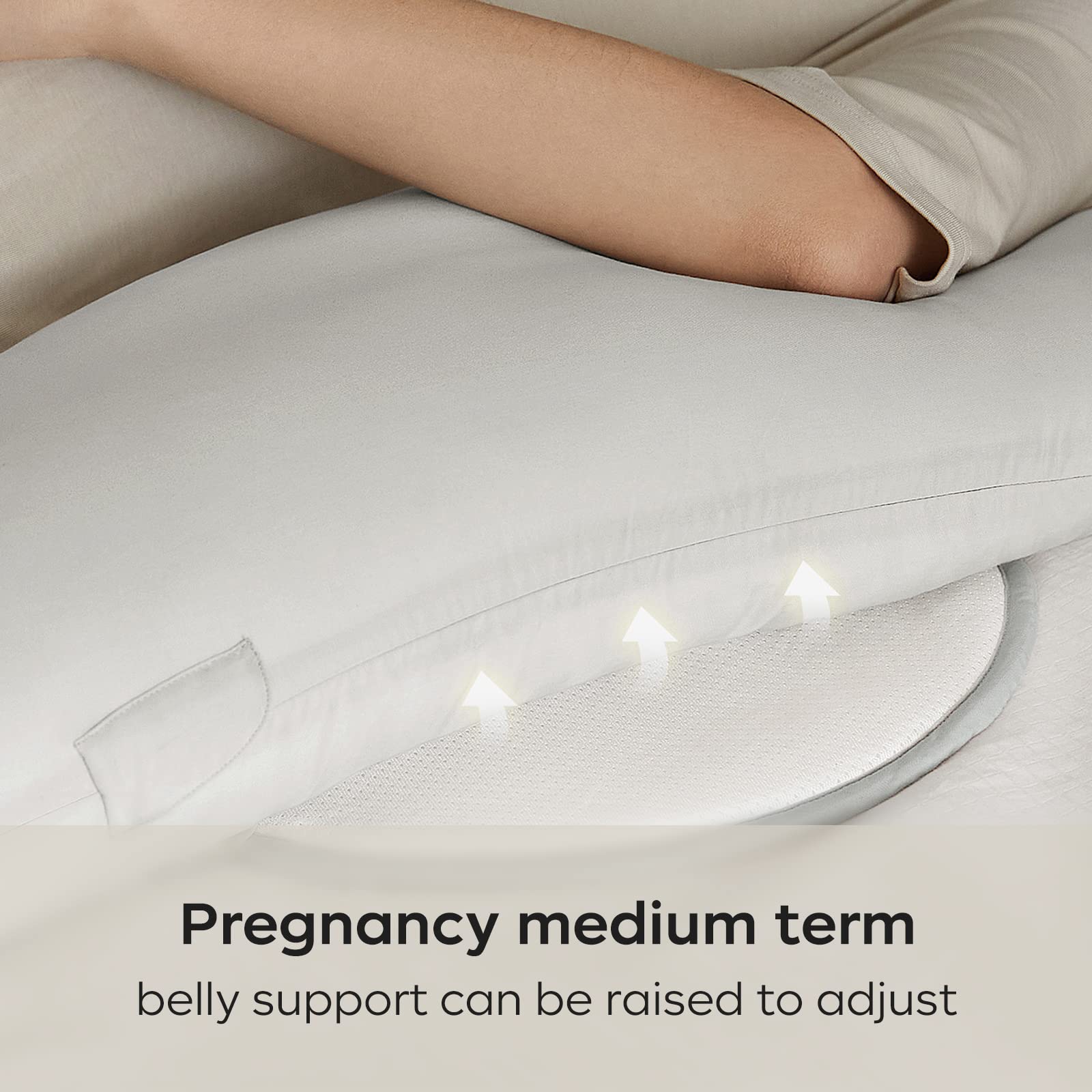 Pregnancy Maternity Body Cooling Pillows for Back, Legs and Belly Support,Pregnancy Must Haves for Sleeping,Plump and Fluffy,H Shape Casual Use Full Body Pillow with Removable Cover,47.2 Inch,Grey