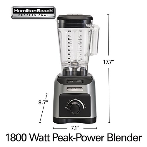 Hamilton Beach Professional 1800W Blender with 64oz BPA Free Jar, Variable Speed Dial for Puree, Ice Crush, Shakes and Smoothies, Silver (58800)