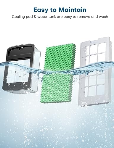 TEMEIKE 3-IN-1 Evaporative Air Cooler, Swamp Cooler Air Conditioner Portable for 1 Room w/Remote, 3 Speeds & 2 Modes, 70° Oscillation & 7H Timer, Windowless Evaporative Cooler for Indoor Office Home