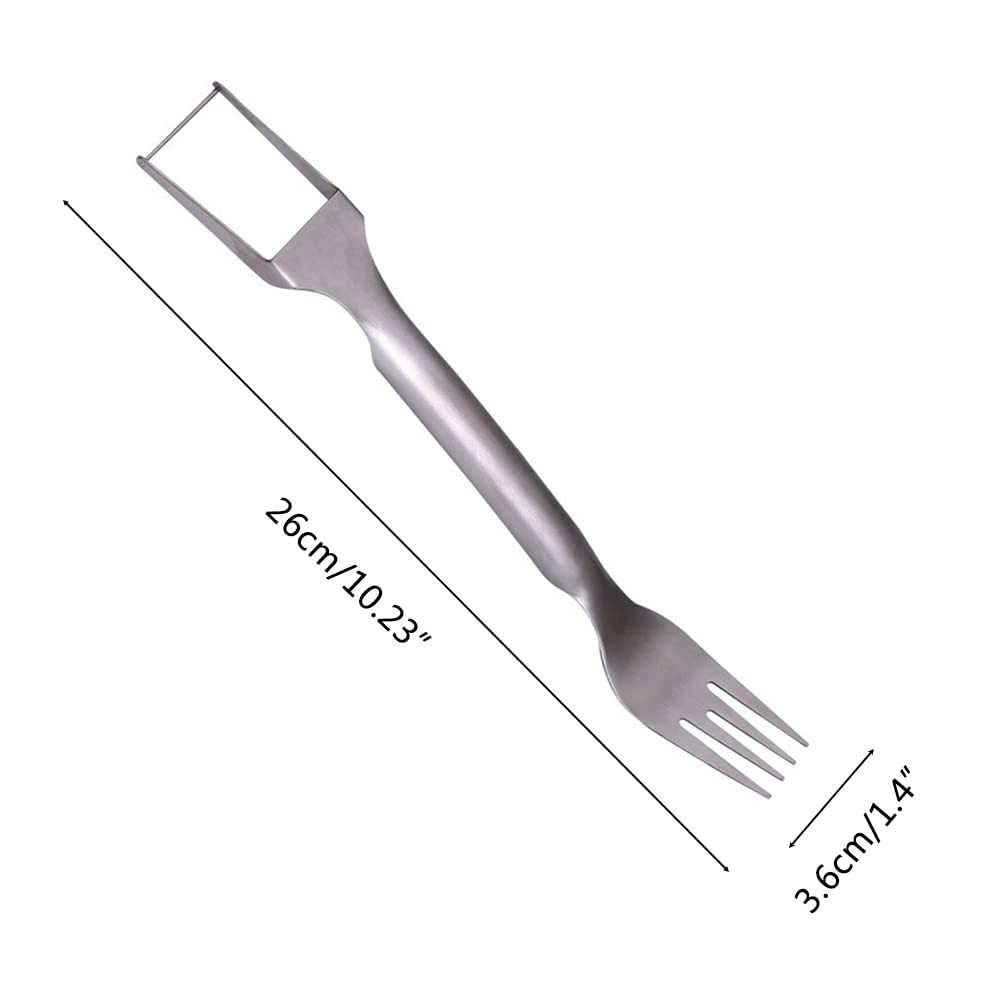 MIXCUT 2 in 1 Watermelon Slicer Fork Stainless Steel Cutter - Kids Fascinated Melon Cuber Cutting Tool - Carving and Cutting Utili Sliver