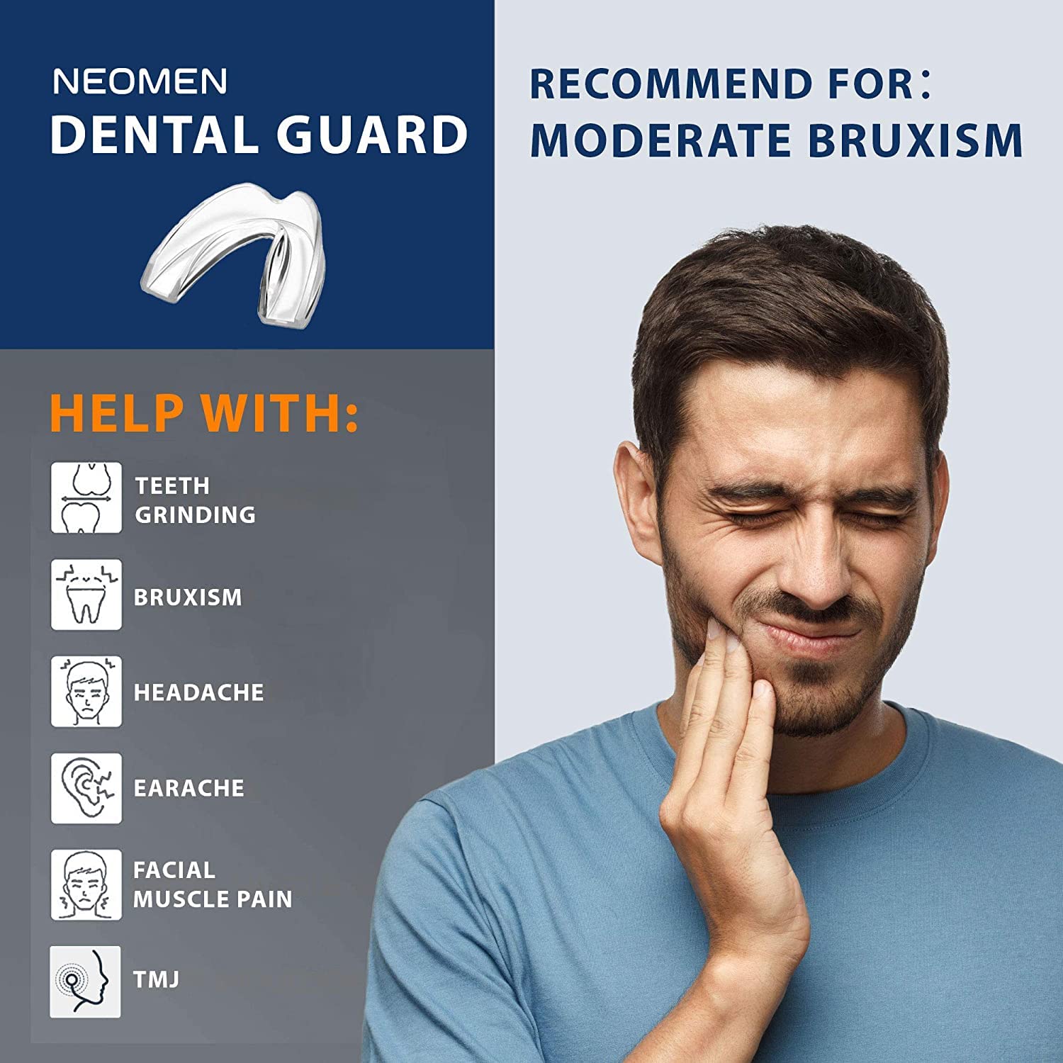 Neomen Mouth Guard, Mouth Guard for Clenching Teeth at Night, 2 Small and 2 Big Night Guards for Teeth Grinding and Clenching Teeth at Night for Grinding Teeth