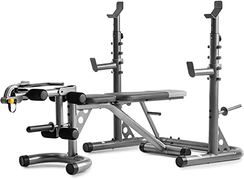 Gold's Gym XRS 20 Adjustable Olympic Workout Bench with Squat Rack, Leg Extension, Preacher Curl, and Weight Storage