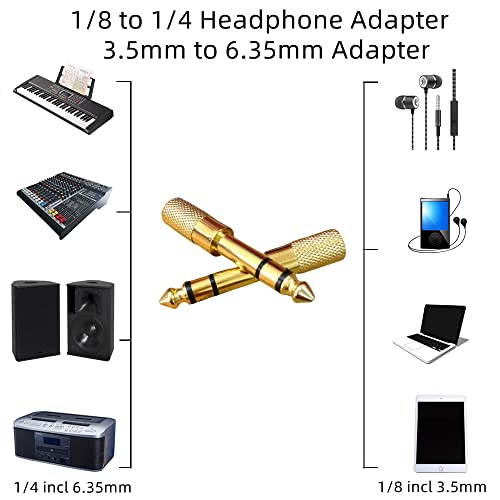 Sam&Johnny Stereo Audio Jack Adapter 6.35mm (1/4 inch) Male to 3.5mm (1/8 inch) Female TRS Audio Adapter for Aux Adapter, Guitar, Headphones, Amplifier(5-Pack)