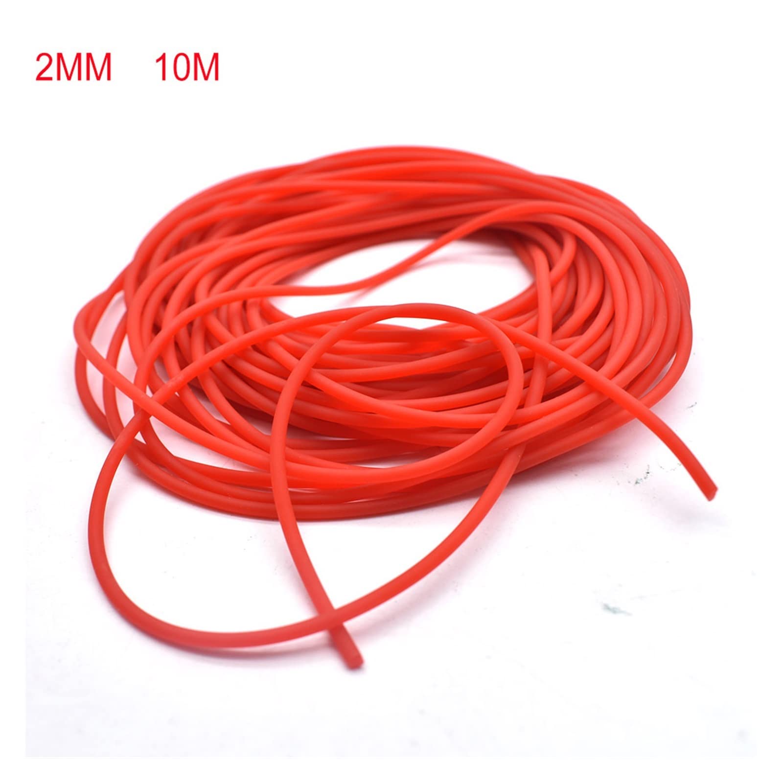 MEFESE 10 Meters Diameter 2mm Solid Elastic Rubber Line Natural Clolor and Red Color Fishing Rope