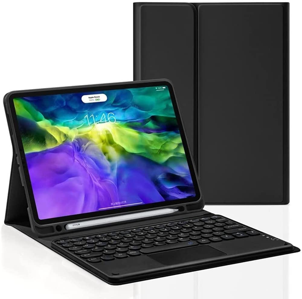 QIYIBOCASE Trackpad Keyboard case for iPad 10th Generation 2022, Folio Smart Cover with Pencil Holder, Round Key Magnetically Detachable Touchpad Keyboard for 10.9 inch iPad 10 (Blue)