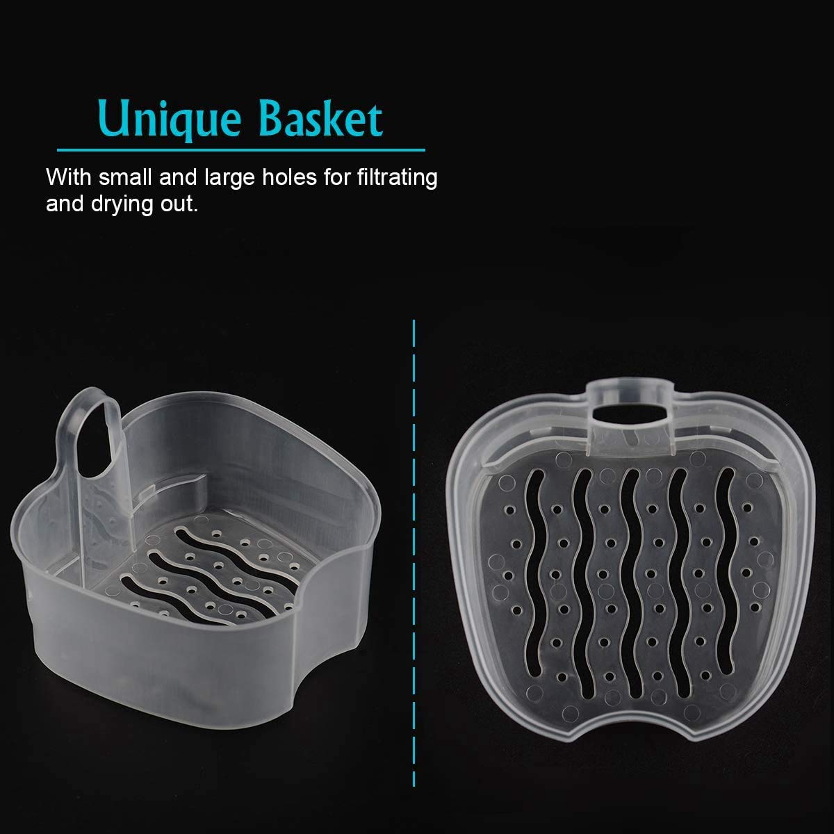 QULIT White Denture Case, Denture Cup with Strainer, Denture Bath Box Teeth Storage Box with Basket Net Container Holder for Travel