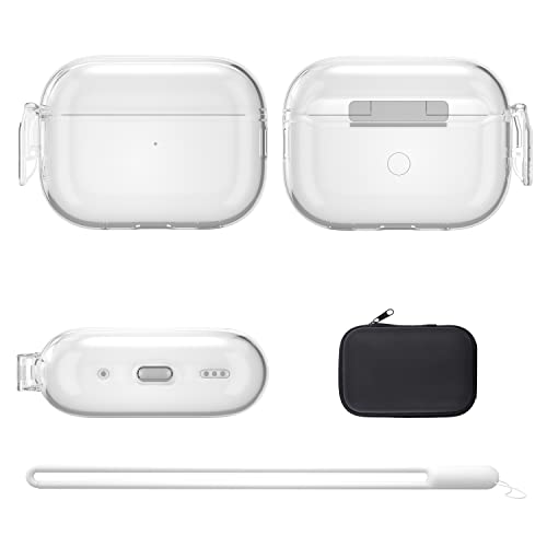 Valkit Compatible Airpods Pro 2 Case Clear with Lock, Shockproof AirPods Pro 2nd/1st Generation Case Soft Transparent Protective Cover with Lanyard iPods Pro 2 Skin for Airpods Pro 2nd/1st Gen