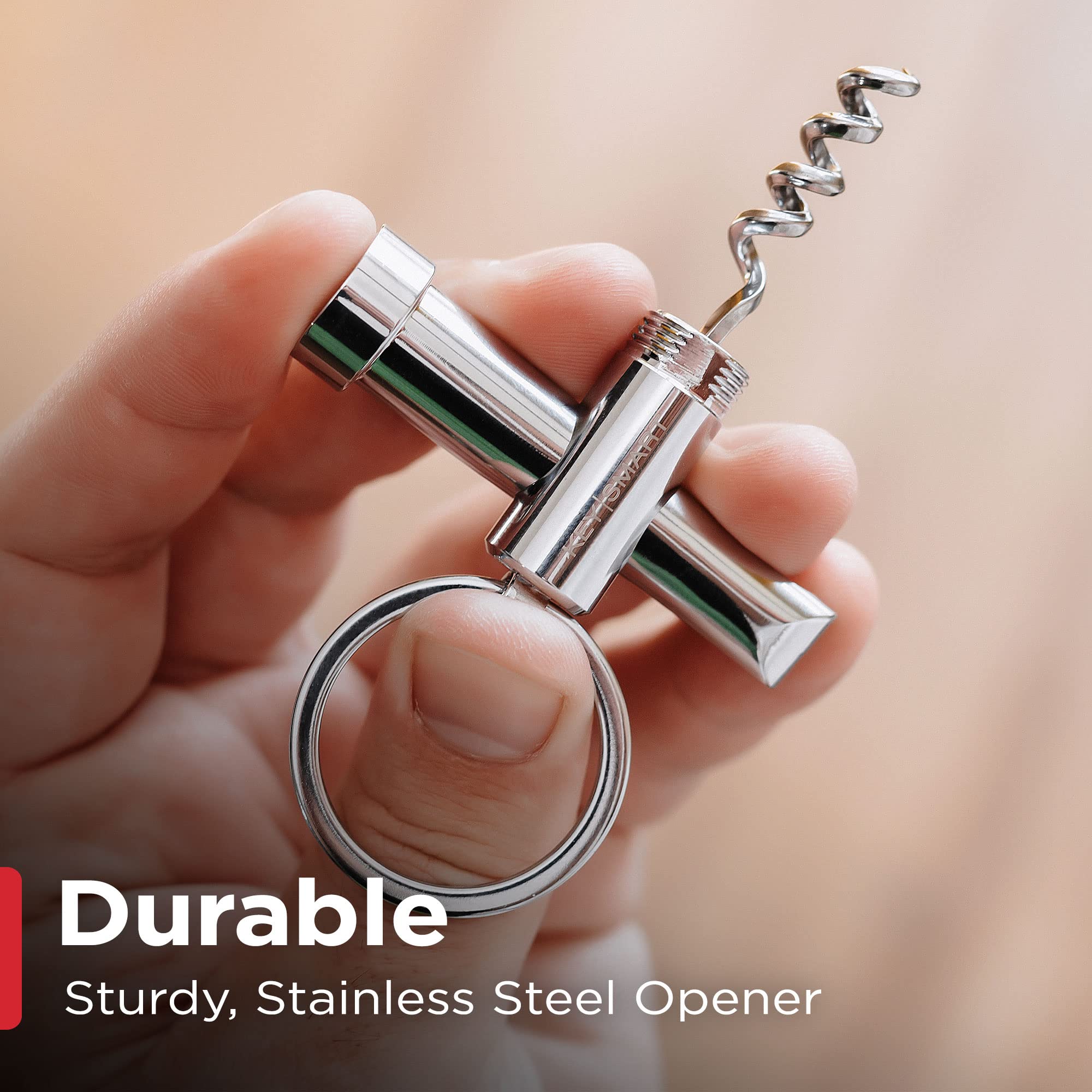 KeySmart CorkSmart - 2-in-1 Keychain Wine Opener and Bottle Opener, the Ultimate Dual Bottle Opener and Wine Bottle Opener Corkscrew Keychain Accessory