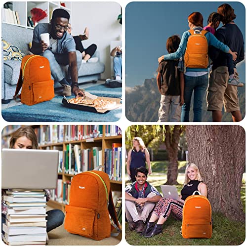 vimapo Foldable Casual Daypack, Lightweight Nylon Backpack for Travel, 20L Packable Hiking Daypack, Camping Outdoor Cycling Bag for Adults (Orange)
