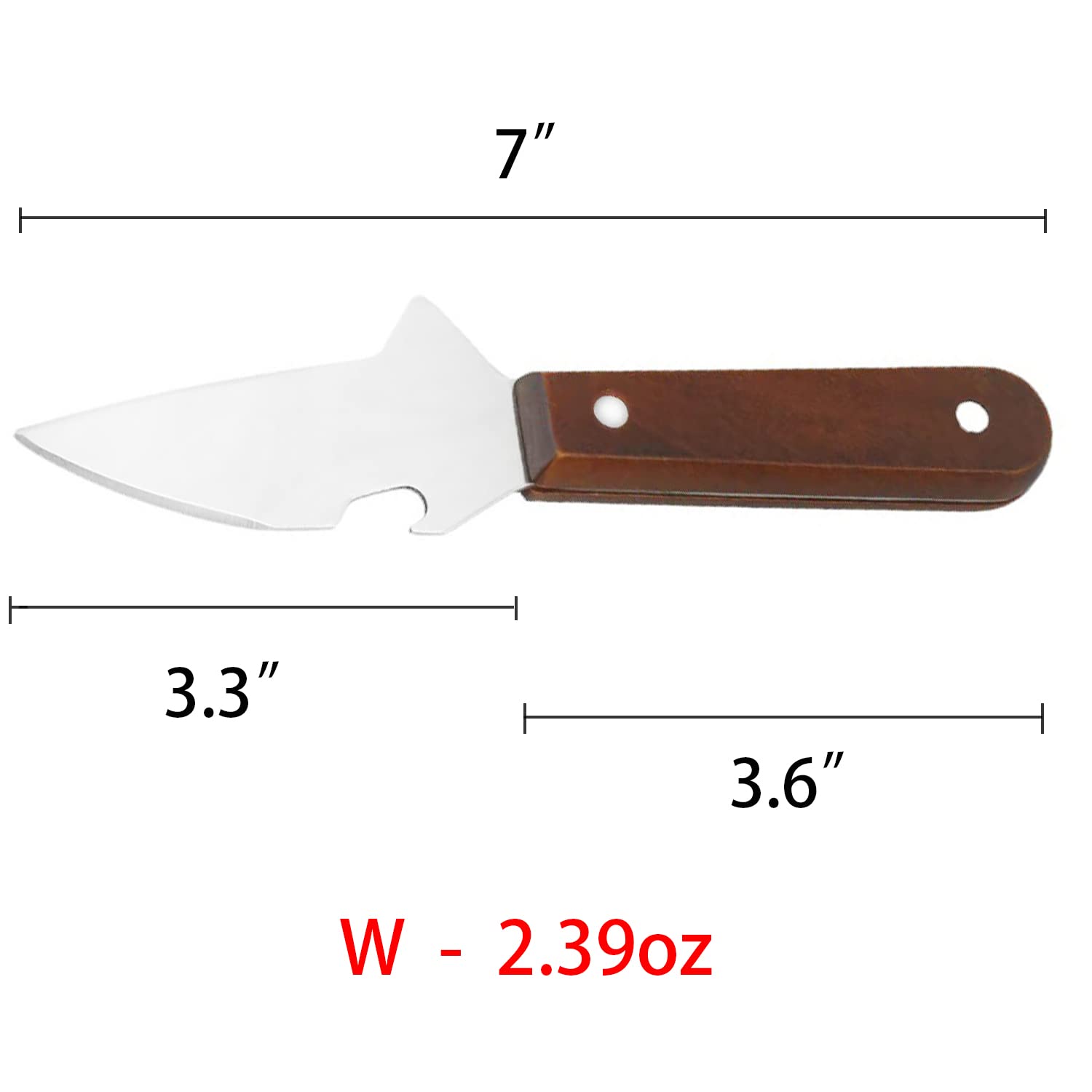 Labstandard Oyster Scallop Shucking Knife,Stainless Steel blade and oak wood Handle with Unique opening design (Beech wood)
